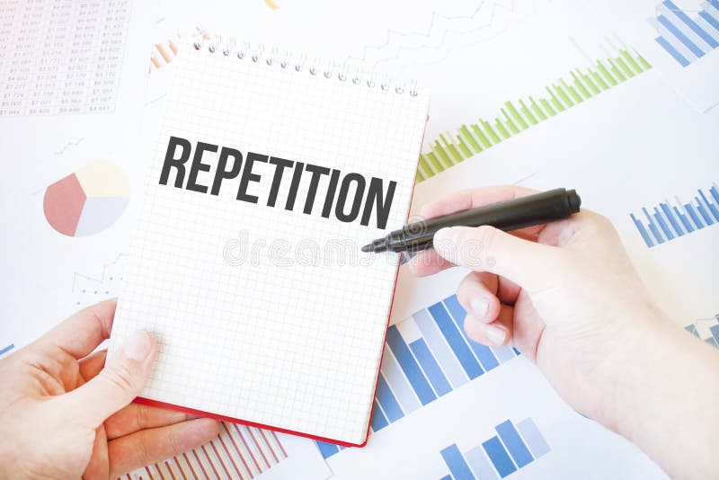 Notepad with Text REPETITION. Diagram and White Background Stock Image ...