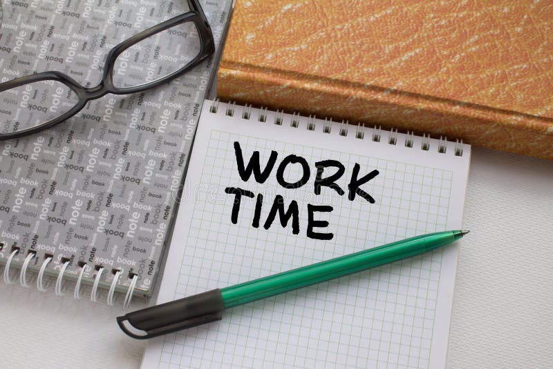 Notepad with Text Work Time with Another Notepad Pen and Eyeglasses ...