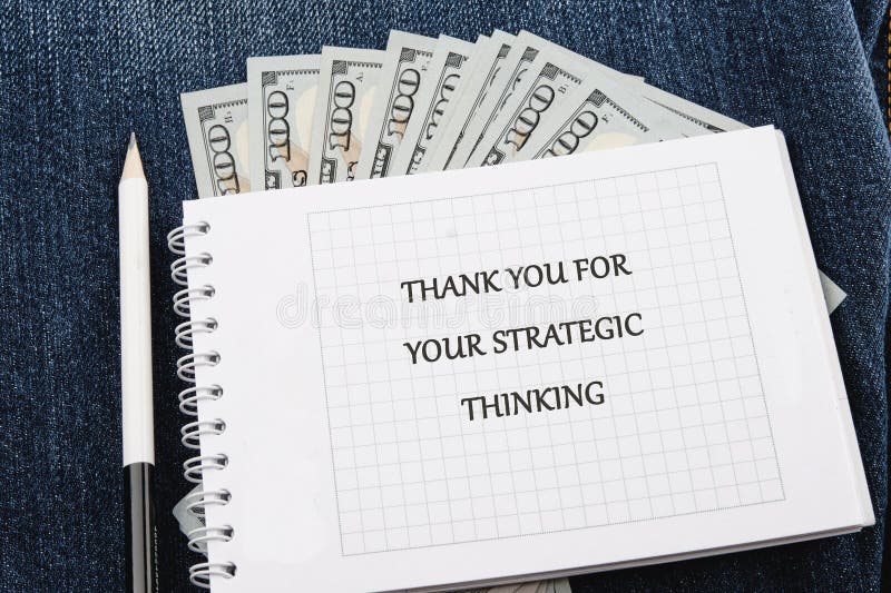 A Notepad with a Thank You Message for Strategic Thinking Rests on a ...