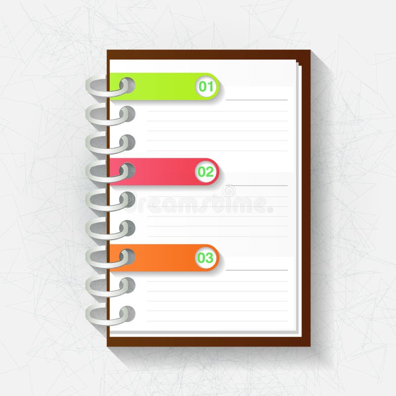 Notepad with three labels stock vector. Illustration of graphic - 38811861