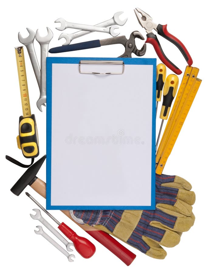 Notepad with tools stock image. Image of industry, carpentry - 14883559