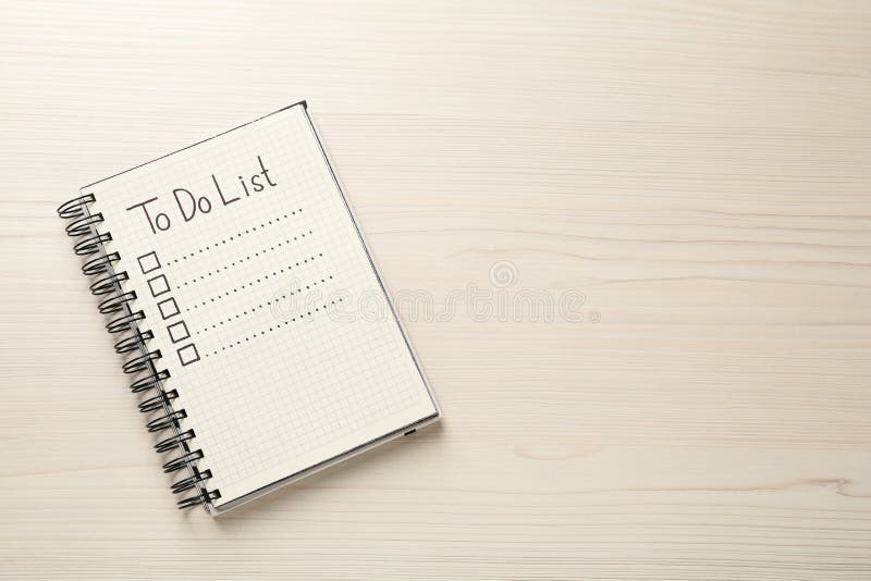 Notepad with Unfilled To Do List and Checkboxes on Wooden Table, Top ...