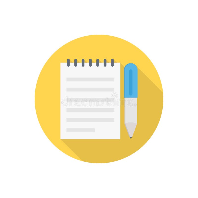 Notepad Vector Flat Colour Icon Stock Vector - Illustration of pencil ...