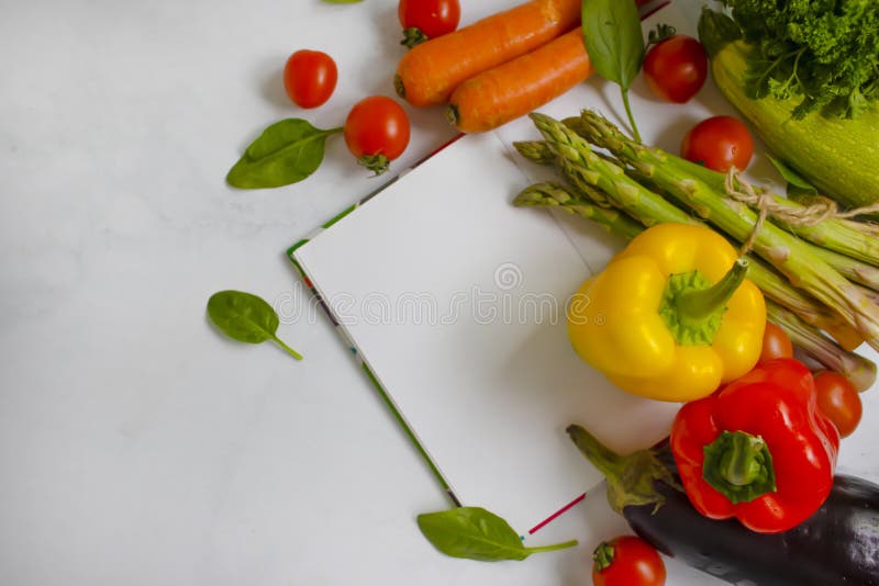 Notepad Vegetables Cooking Recipe Ingredient Light Background Diet Plan ...