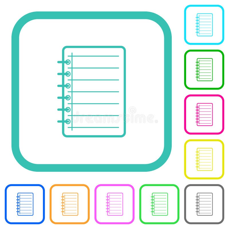 Notepad Vivid Colored Flat Icons Stock Vector - Illustration of borders ...