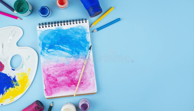 Notepad with Watercolor Paintings Autumn Leaves Stock Photo - Image of ...