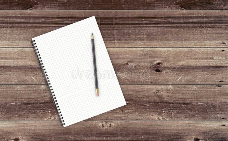 Notepad on wooden table. stock illustration. Illustration of note ...