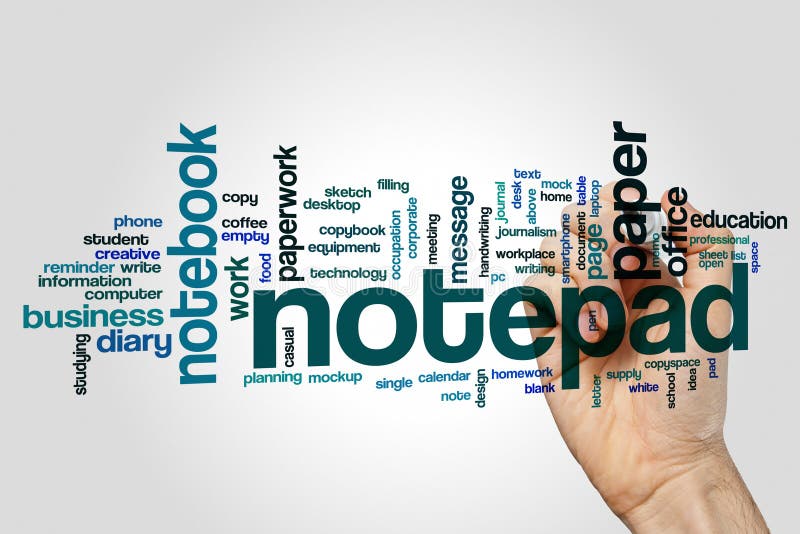 Notepad word cloud stock image. Image of design, list - 90731169