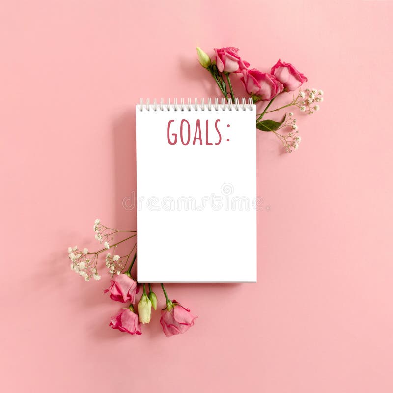 Notepad with Word Goals. Frame Made of Flowers Stock Photo - Image of ...