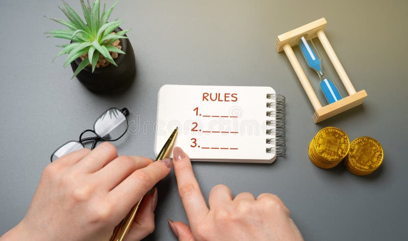 Notepad with the Word Rules and Numbered List. Stock Photo - Image of ...