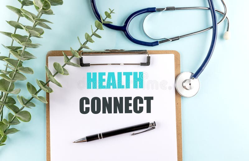 Notepad with the Words Health Connect on Clipboard, Placed on a Light ...