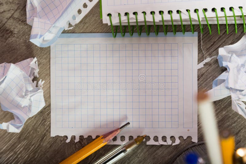 Notepad with Writing Utensils Stock Photo - Image of crumpled, colour ...
