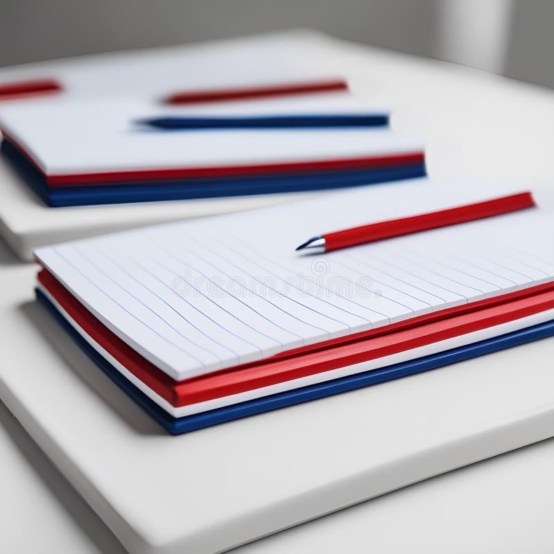 Notepads Blue, Red and White Stock Illustration - Illustration of ...