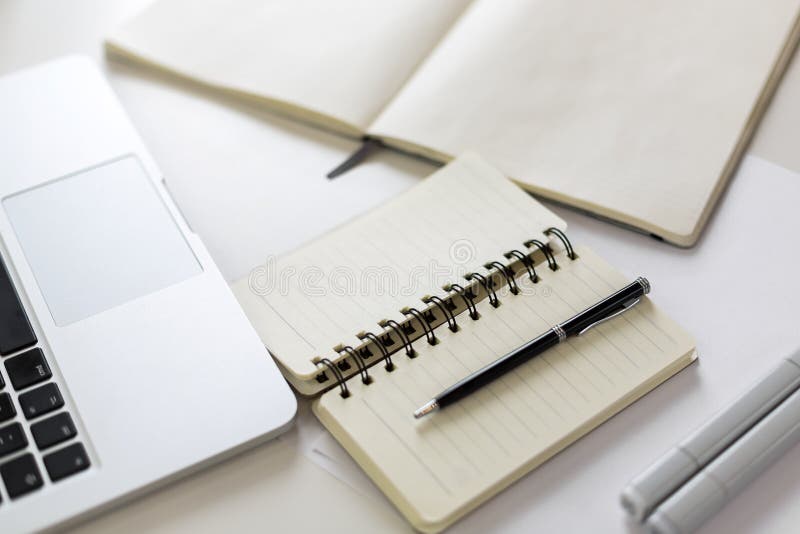 Notepads, Keyboards and Pen Stock Photo - Image of desktop, lifestyle ...