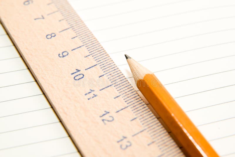 Notepads, Pencil and Wooden Ruler on the Old Tissue Stock Image - Image ...