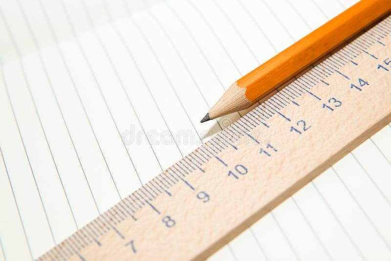 Notepads, Pencil and Wooden Ruler on the Old Tissue Stock Image - Image ...