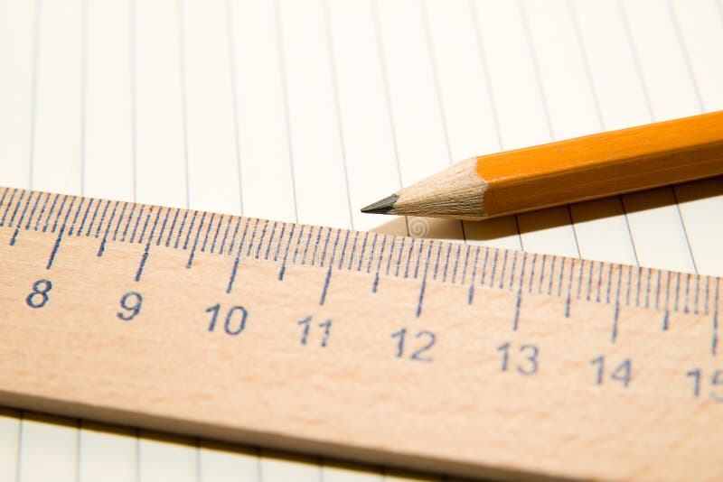 Notepads, Pencil and Wooden Ruler on the Old Tissue Stock Image - Image ...