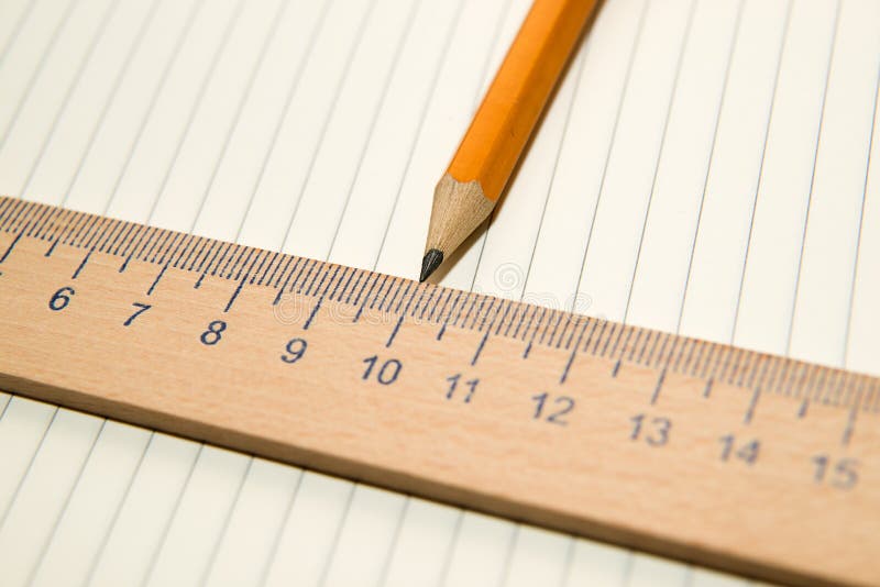 Notepads, Pencil and Wooden Ruler on the Old Tissue Stock Photo - Image ...