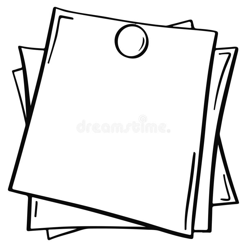Notepaper in Sketch. Transparent Paper Note in Doodle. Hand Drawn Note ...