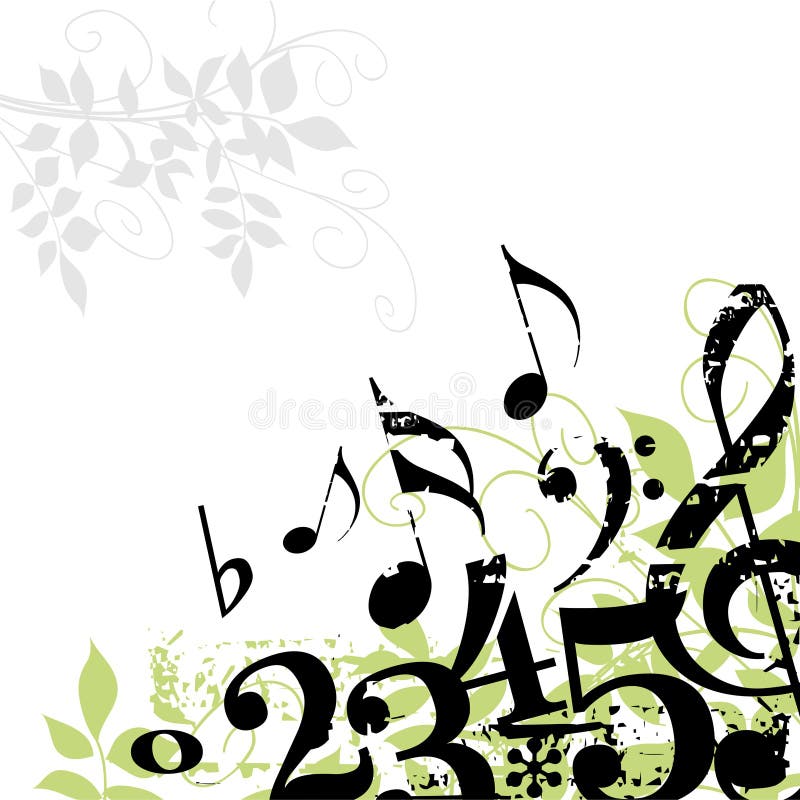 Grunge Music Romantic Background with Notes and Roses Stock Vector ...