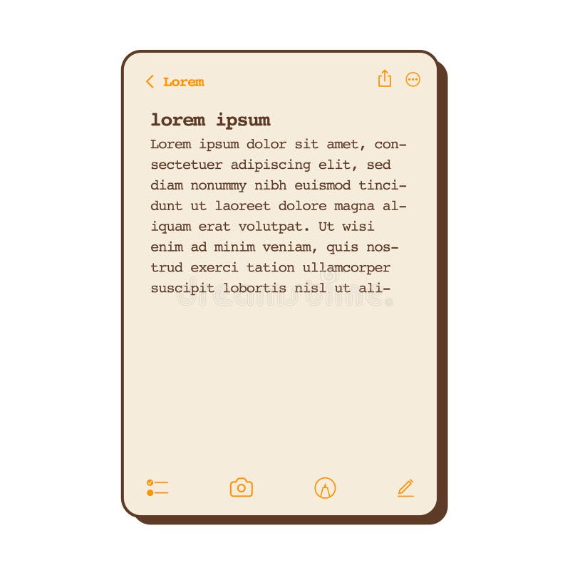 Notes Application with Place for Text. Reminder, To Do List or Schedule ...