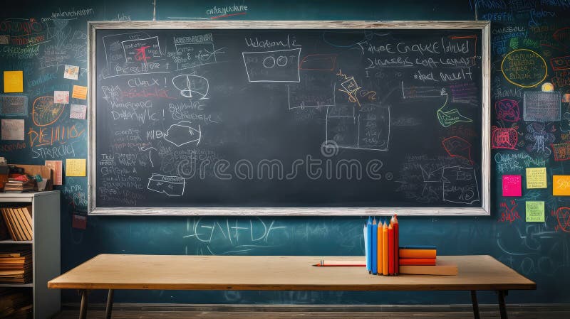 Notes blue chalk board stock illustration. Illustration of blue - 339997314