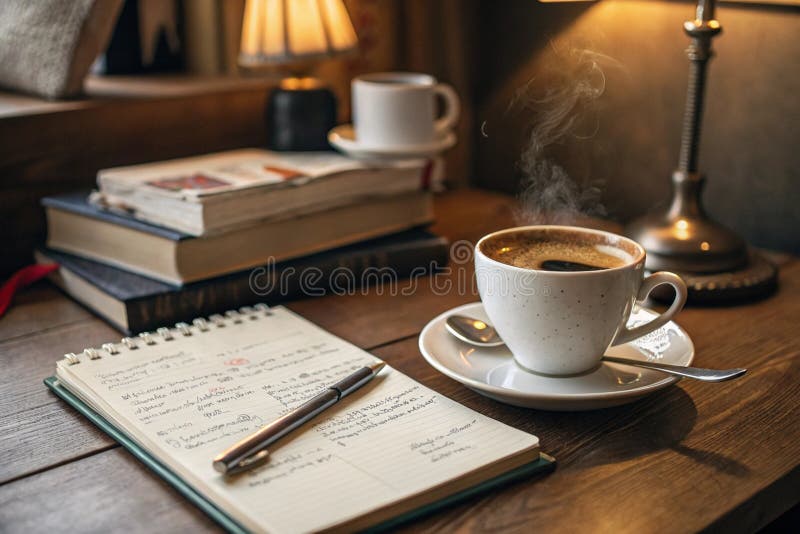 Notes and coffee stock illustration. Illustration of creative - 376289851