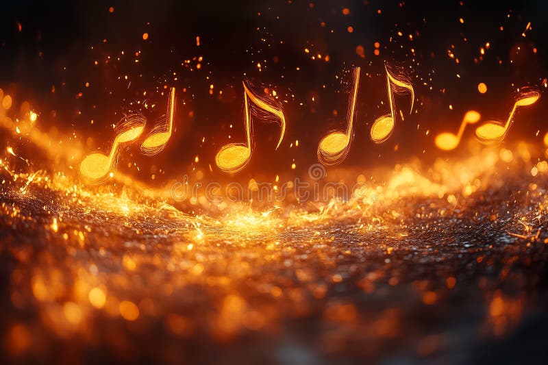 Notes Created from Different Instruments Rise Above Glowing Flames ...