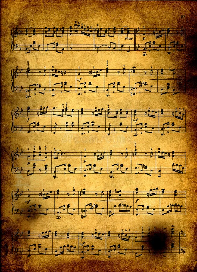 Vieille Feuille De Musique - Notes De Musique Sur Le Papier Jaune Image ...