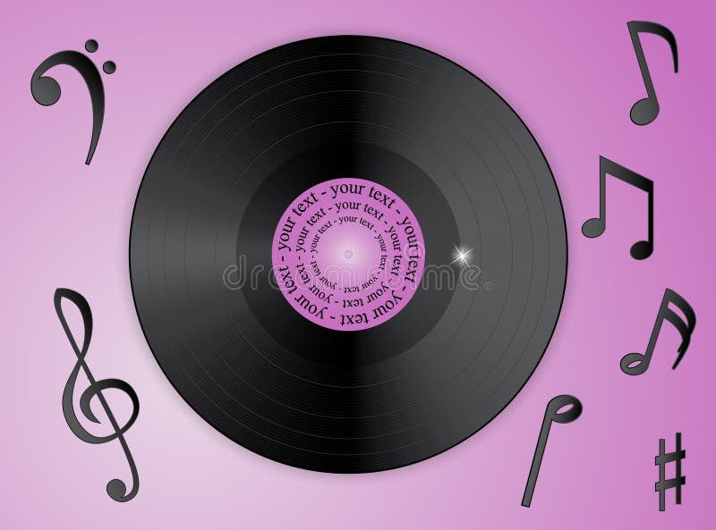 Disque De Vinyle Avec Des Notes De Musique. Illustration de Vecteur ...