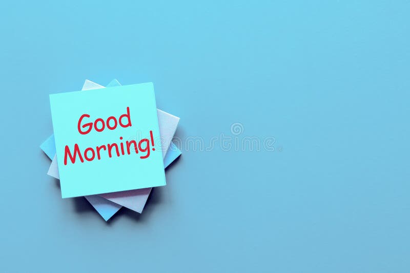 Notes Good Morning on Blue Rustic Table from Above, Vintage Card, Top ...