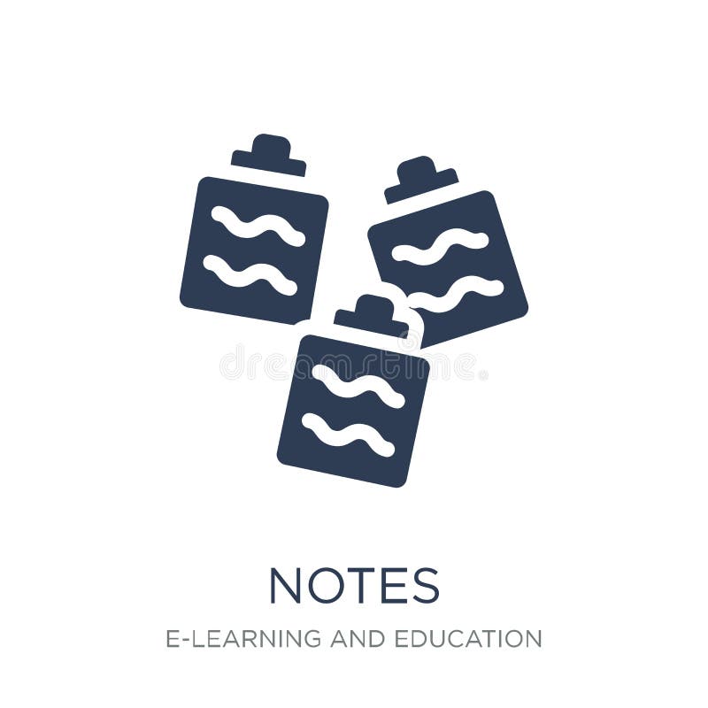 Notes Icon. Trendy Flat Vector Notes Icon on White Background Fr Stock ...
