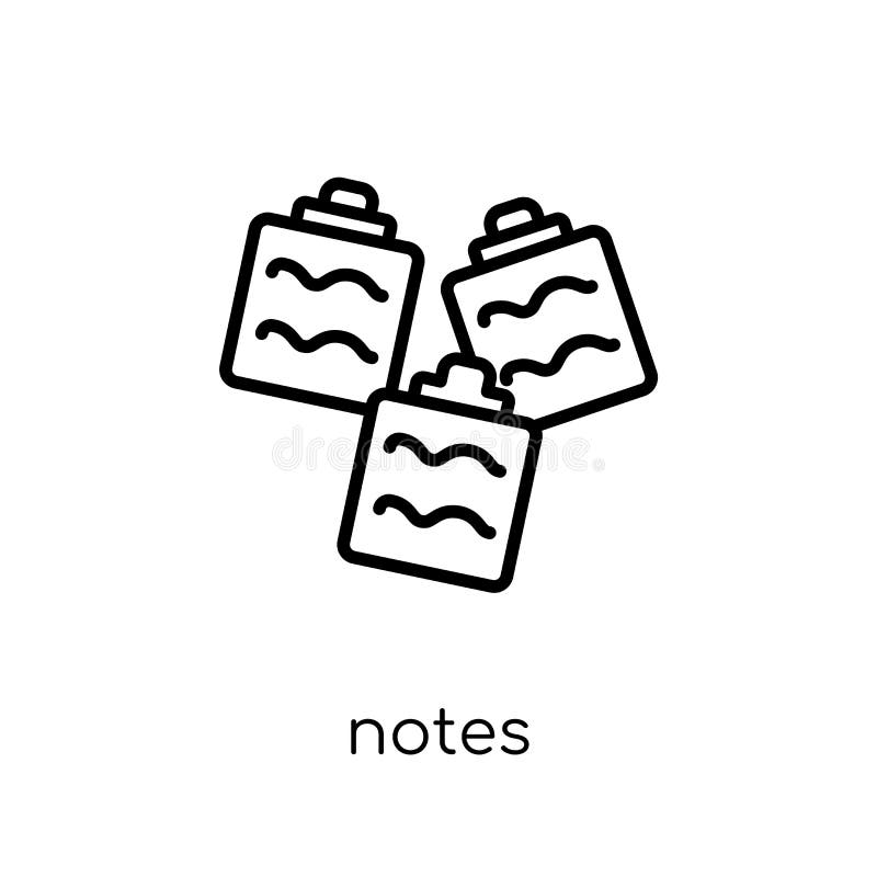 Notes Icon. Trendy Modern Flat Linear Vector Notes Icon on White Stock ...