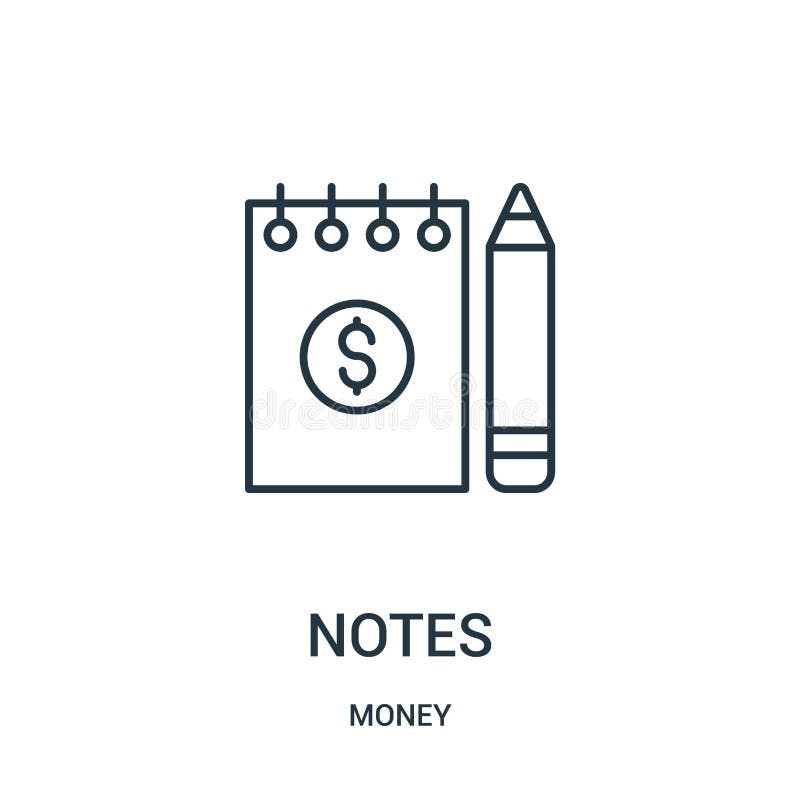 Notes Icon Vector from Stationery Collection. Thin Line Notes Outline ...