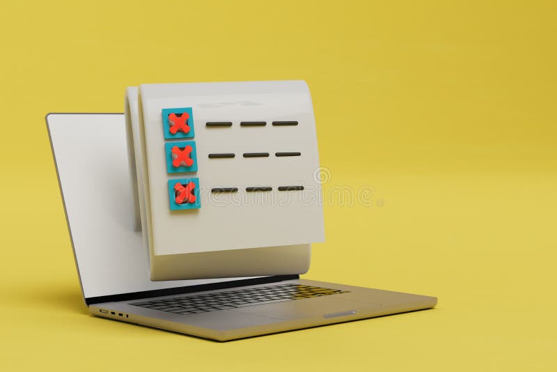 Notes in the Laptop. a Worksheet with Incomplete Tasks on a Laptop on a ...