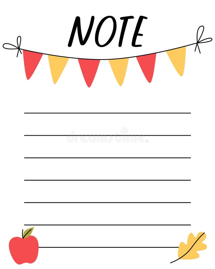 Notes List Template. Organizer and Schedule with Place for Notes. Good ...