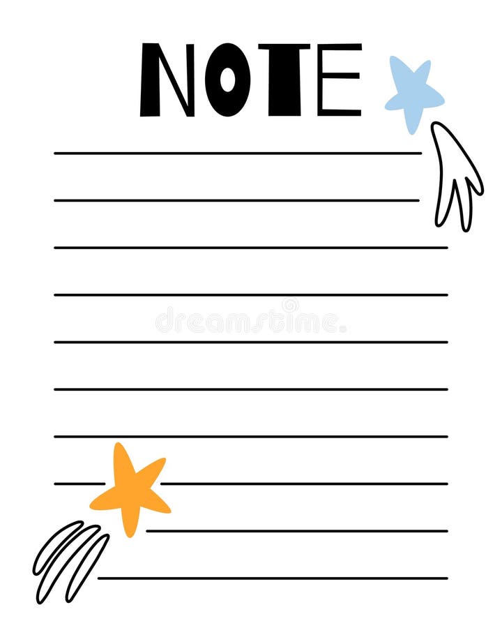 Notes List Template. Organizer and Schedule with Place for Notes. Good ...