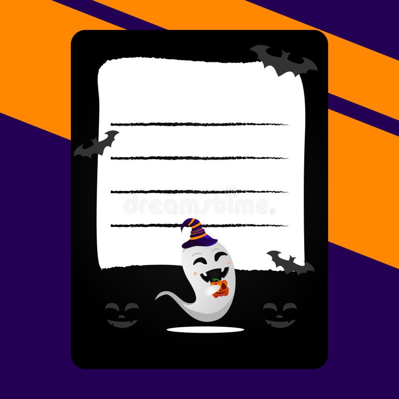 Notes Paper with Halloween Ghost Vector Stock Vector - Illustration of ...
