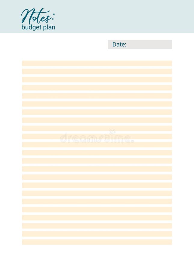 Notes of Personal Monthly Budget Planner, Vector Illustration. Stock ...