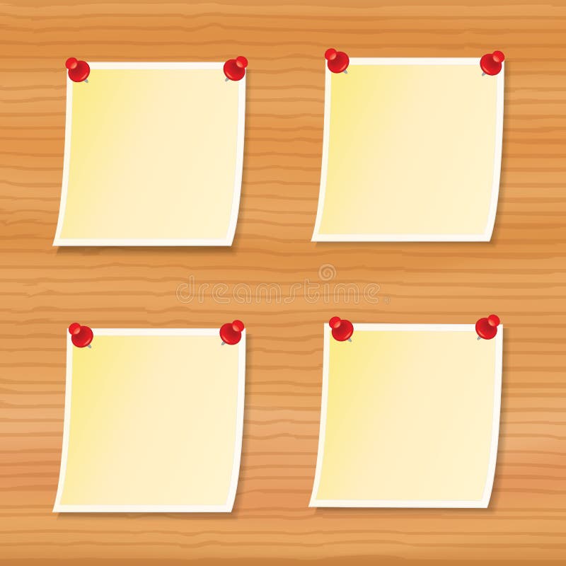 Notes Pinned To Wooden Board Stock Vector - Illustration of paper ...