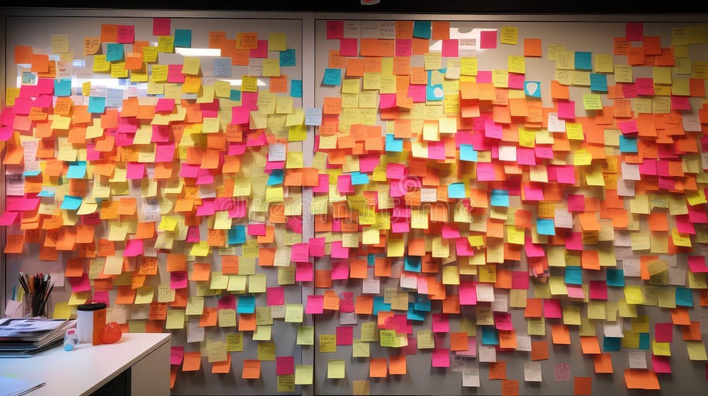 Notes post its wall stock illustration. Illustration of motivation ...