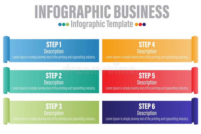 Notes Process with Six 6 Steps or Six 6 Option. Three Colorful Graphic ...
