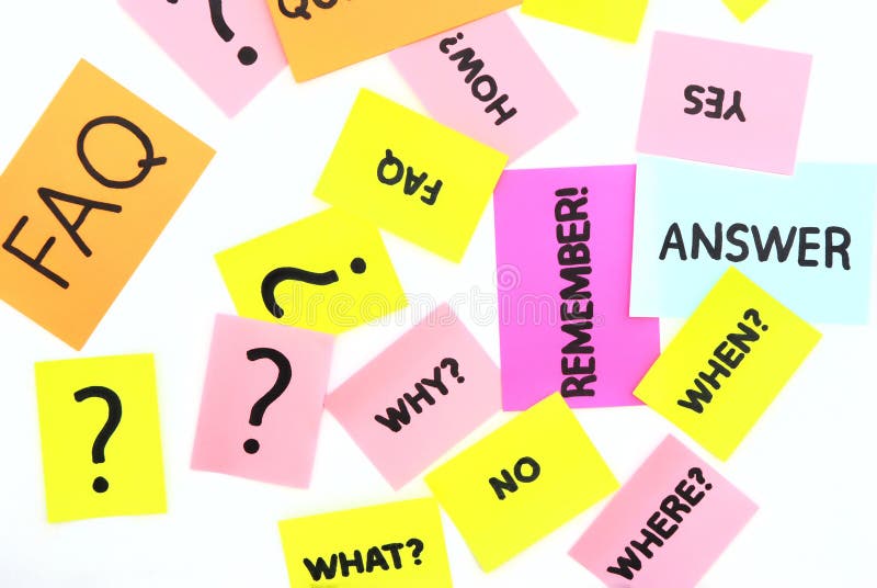 Notes with Questions and Faq Stock Photo - Image of handwriting, asking ...
