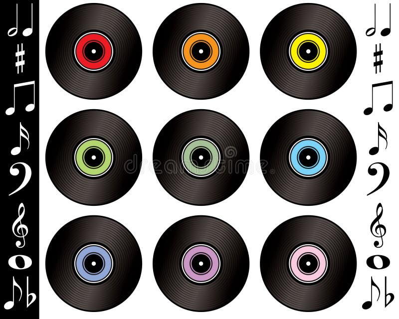 Notes and record stock vector. Illustration of disc, player - 2306859