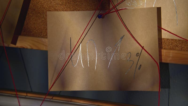 Notes with Red Thread. Stock Footage. Close-up of Mysterious Notes ...