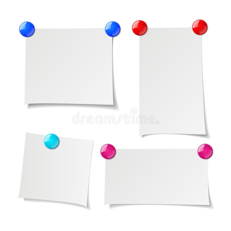 Notes, Reminder Papers with Pin Magnet. Vector Set Stock Vector ...