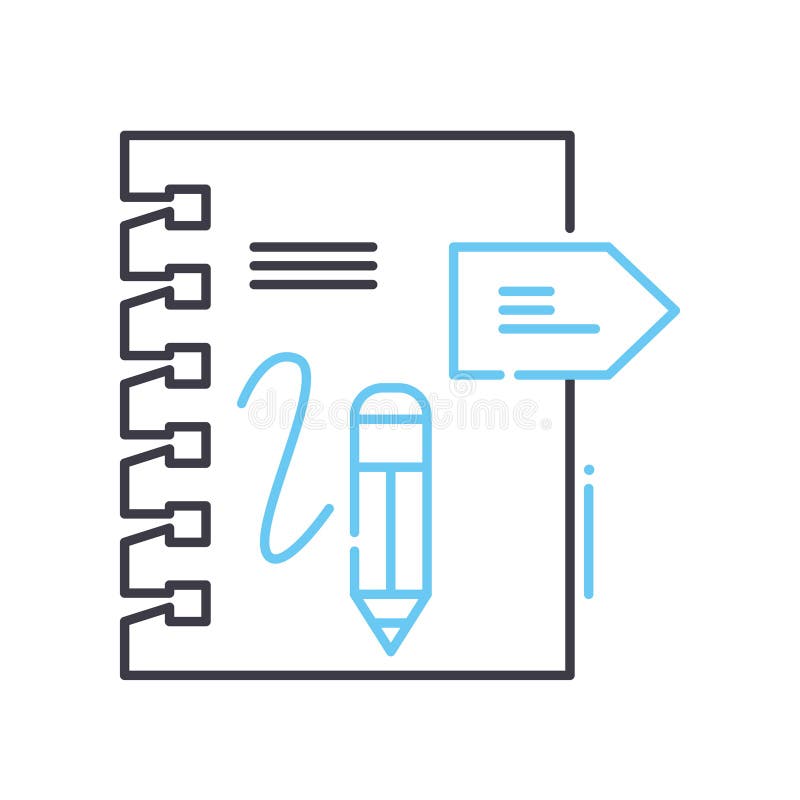 Notes and Reports Line Icon, Outline Symbol, Vector Illustration ...