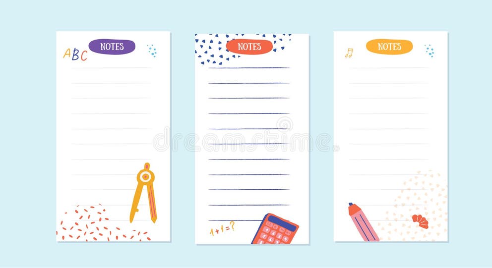 Notes Schedule Design Template for School with Grunge Elements. Vector ...