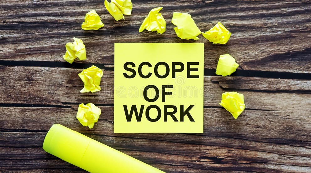 Notes about Scope of Work ,concept on the Yellow Stickers Stock Image ...