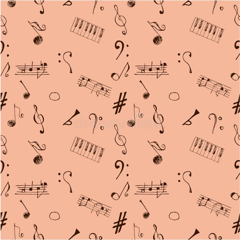 Notes Seamless Pattern Brown Stock Vector - Illustration of musical ...